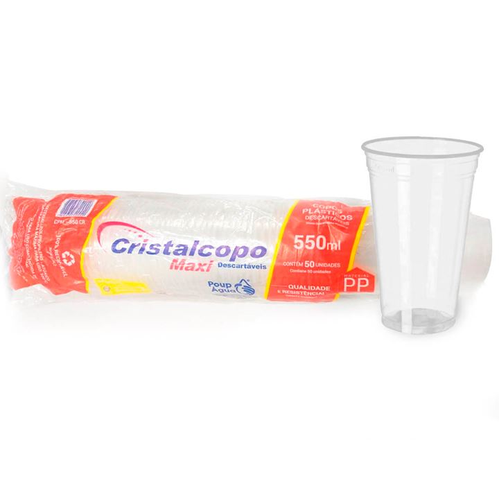 Copo Plástico 550 ml Cristal Pacote c/ 50un - Cristalcopo | Queiroz