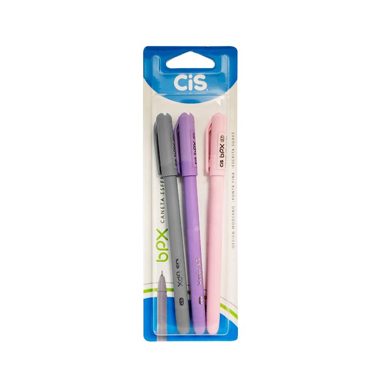 CANETA ESFEROGRÁFICA BPX 0.7MM PRETA/ROSA/LILÁS - CIS | Queiroz