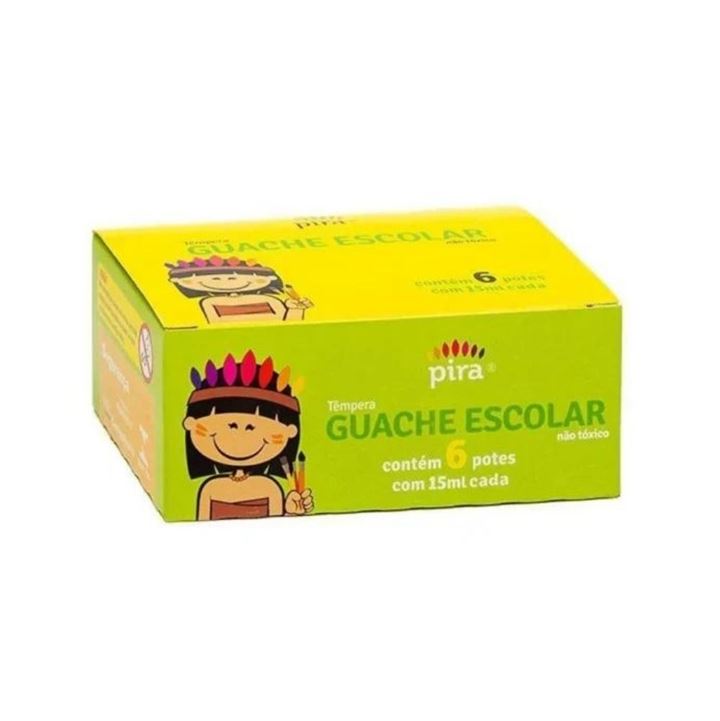 TINTA GUACHE ESCOLAR 6 CORES 15ML PIRA | Queiroz